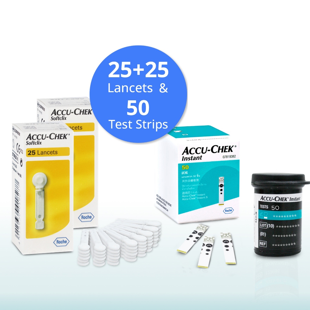 ACCU-CHEK Softclix Lancets 50pcs (25pcs x2) + Instant Test Strips ...