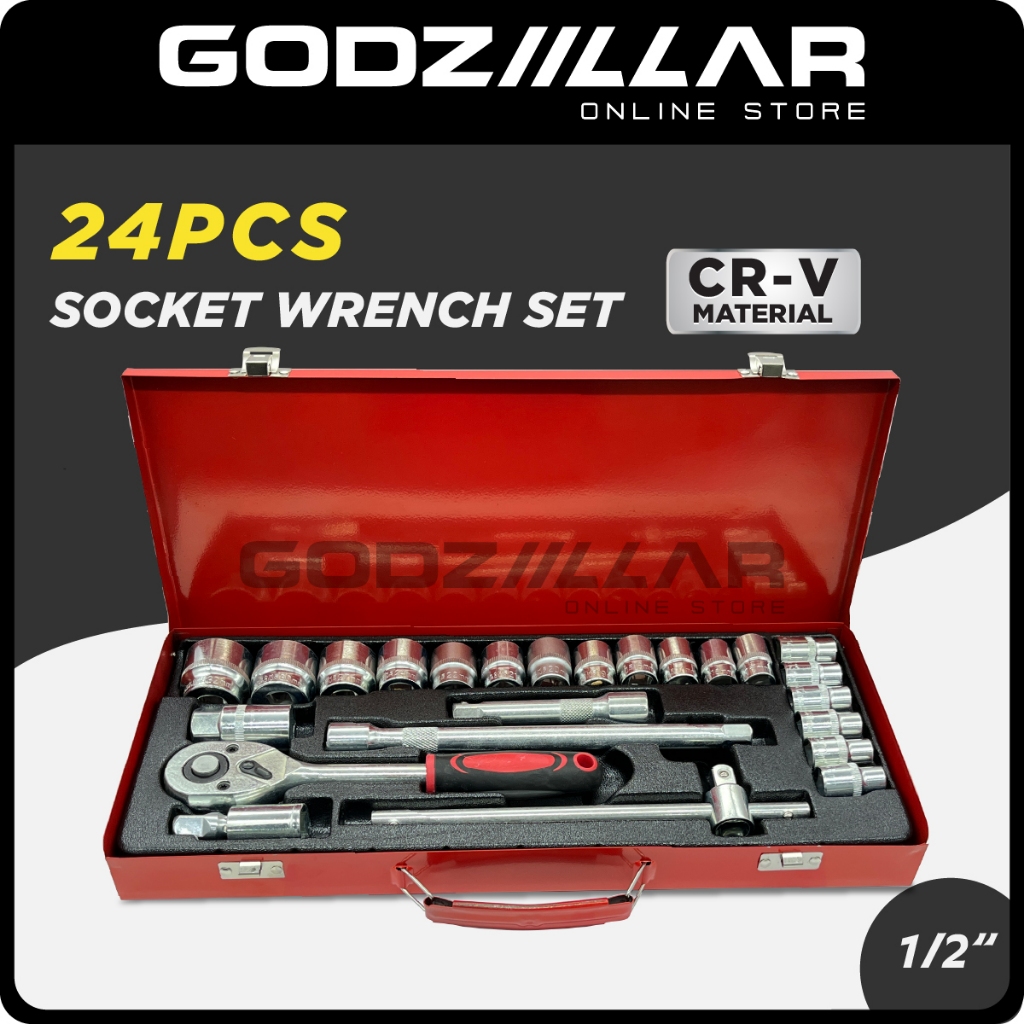 24 Pcs Ratchet Box Socket Bit Set Combination Spanner Tool Set Repair ...