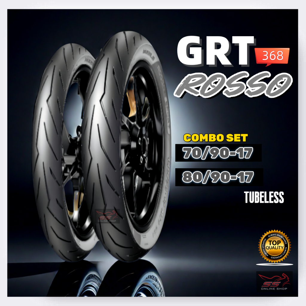 GRT TAYAR TIRES GRT-368 ROSSO TUBELESS COMBO SET 70/90-17 80/90-17 ...