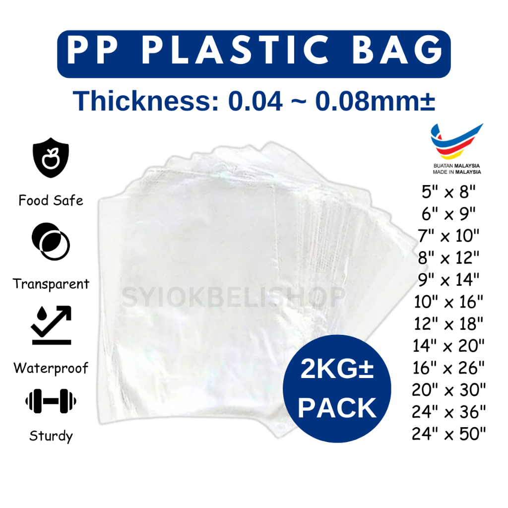 PP Plastic Plastik Transparent Clear Lutsinar Bag Beg【2KG±/Pack】(0.04mm ...