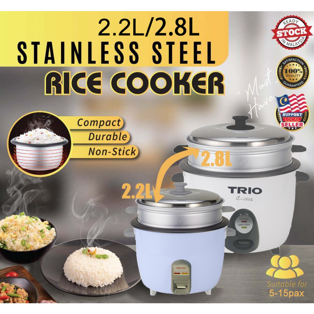 2.8L Electric Rice Cooker 1100W Compliant Cook Auto Warm Function ...