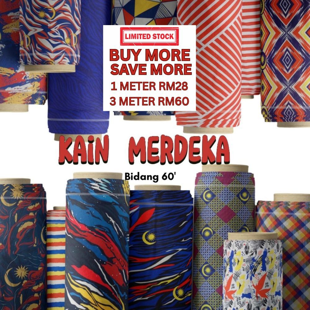 Kain Pasang Merdeka Knit Fabric Milk Silk Corak Merdeka Theme National ...