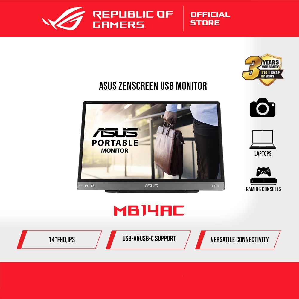ASUS ZenScreen MB14AC Portable USB Monitor- 14 inch | Shopee Malaysia