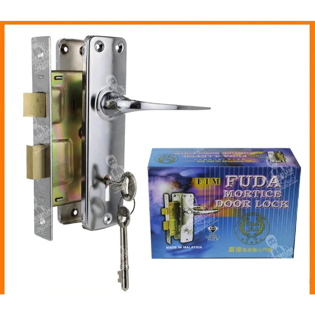 FUDA 2 LEVER MORTICE LOCK Mortise Grill Door 2 Lever Handle Lock Kunci ...