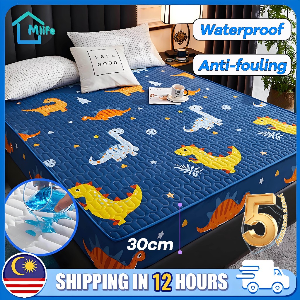 Waterproof Mattress Protector Elastic Fitted Bedsheet Cadar Queen ...