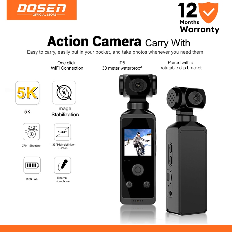 DOSEN Mini K85 Action Camera 4K/30FPS Video 270° Rotation 30M ...