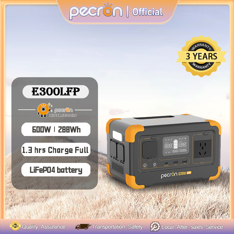 Pecron E300LFP 288Wh/600W Portable Power Station LiFePO4 Battery Fast Charge Solar Generator ...