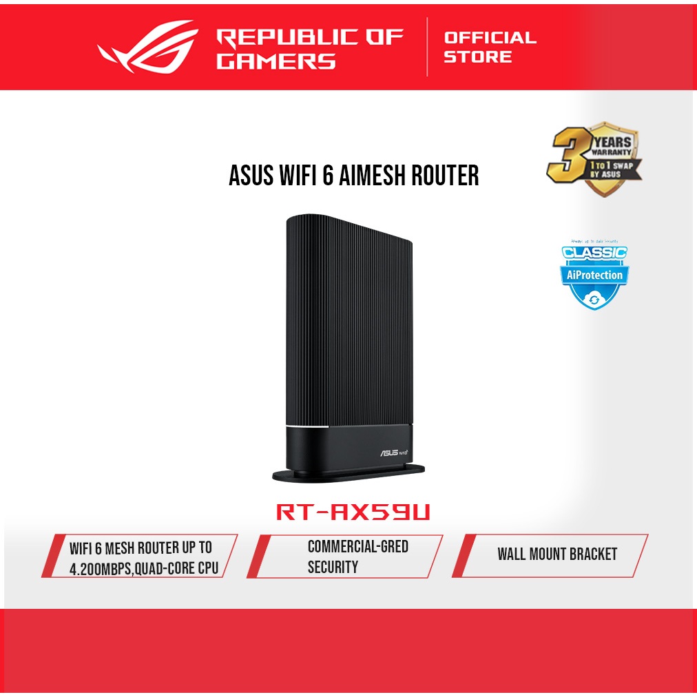 Asus AX4200 RT-AX59U Dual Band WiFi 6 (802.11ax) AiMesh Router ...