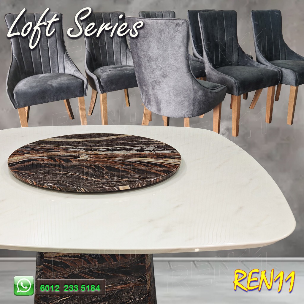 Square Marble Dining Table Meja Marble with lazy susan - L1500 - Table ...