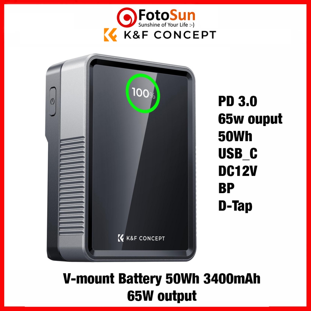 K&F V50 mini V-mount battery pack 50Wh 65W fast charging | Shopee Malaysia