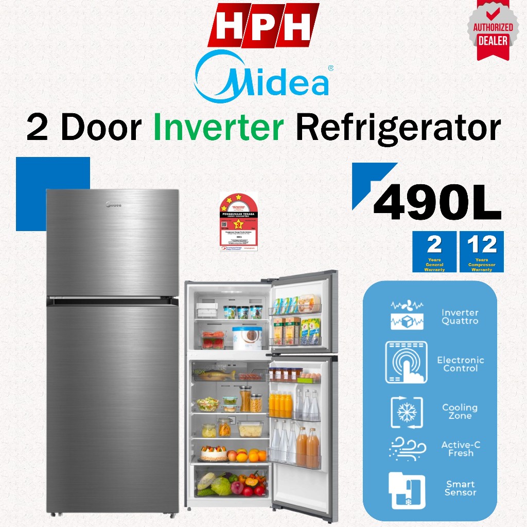 Midea 2 Door Inverter Frost Free Fridge Refrigerator 200L 240L 280L ...