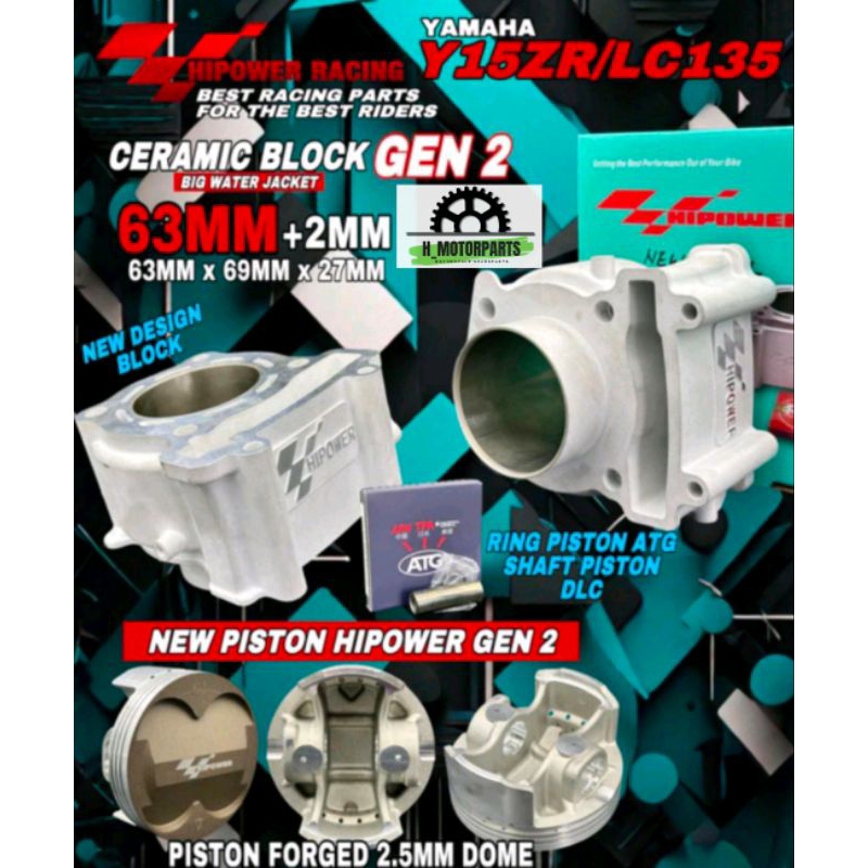 HIPOWER RACING CERAMIC BLOCK LC135 Y15 63MM 65MM GEN2 BLOCK HI POWER ...