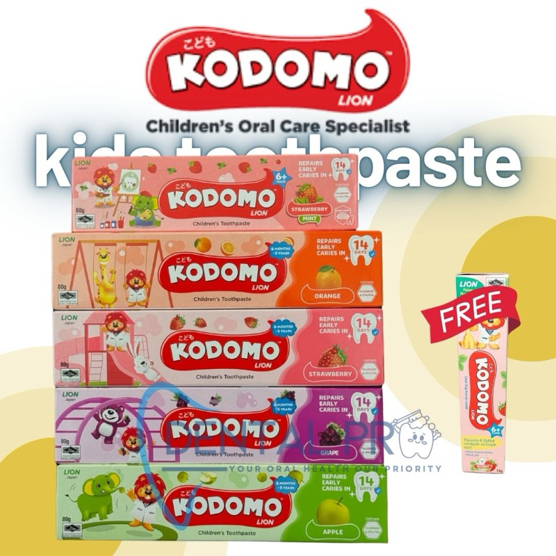 Kodomo Lion Children Toothpaste 80gm with fluoride and 5% Xylitol In 4 flavours | Shopee Malaysia