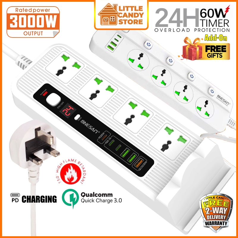 2M~5M Universal Power Socket Extension With USB Ports Fast Charging USB ...