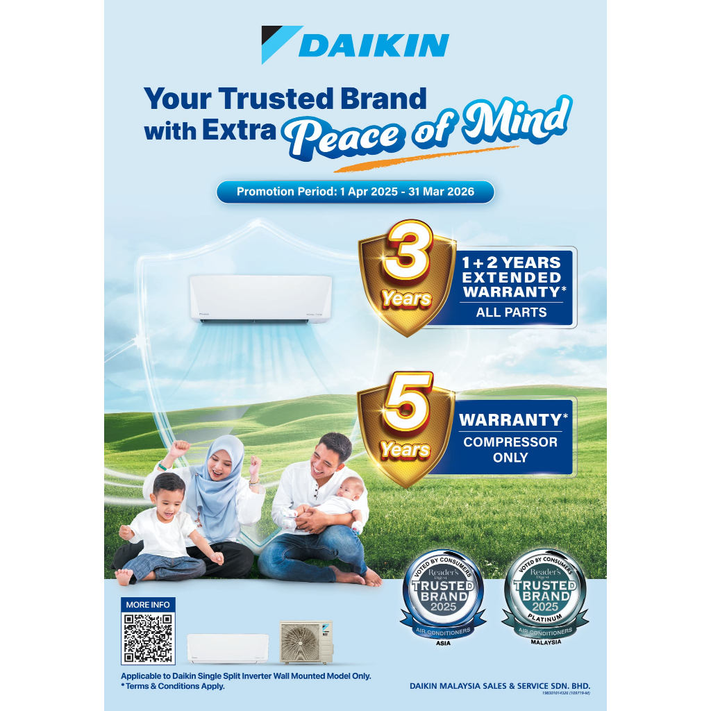 (FREE SHIPPING) Daikin (New) R32 1.0HP-2.5Hp Standard Inverter Wall ...