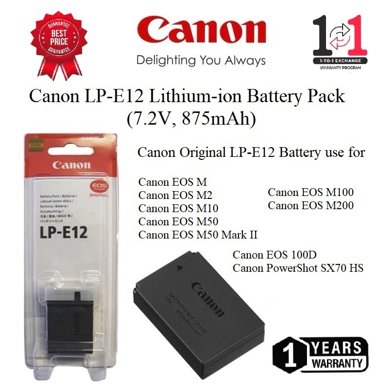 Canon LP-E12 battery pack LPE12 LP E12 (M100, M200, M50, M, M2, M10, EOS 100D, SX740HS) | Shopee ...