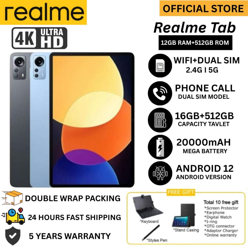 🔥NEW ARRIVE🔥 Realme Pad P60 | 12GB RAM 512GB ROM | Snapdragon 865 | 4G+5G LTE Dual SIM ...