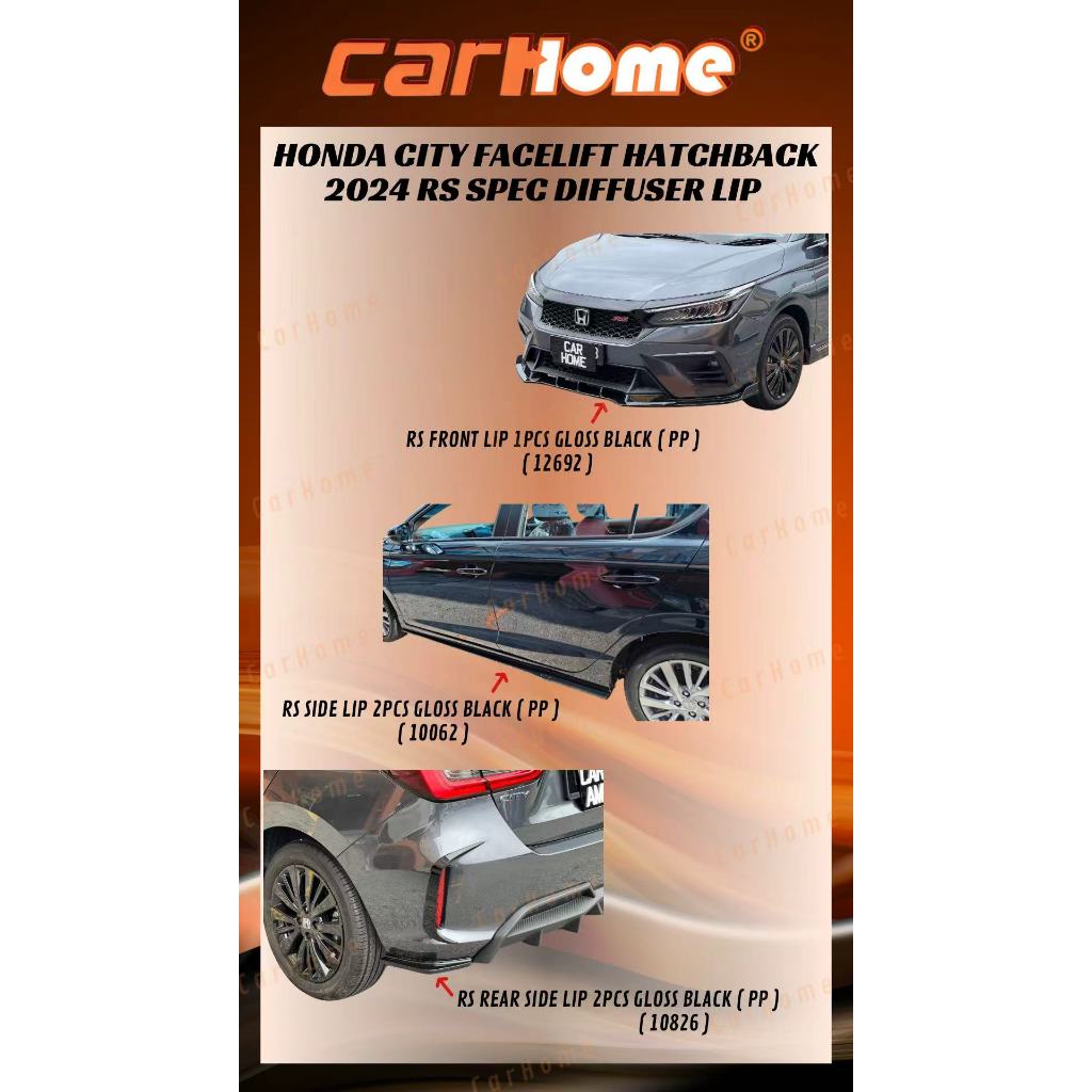 HONDA CITY HATCHBACK FACELIFT 2024 FRONT SIDE REAR DIFFUSER LIP BODYKIT ...