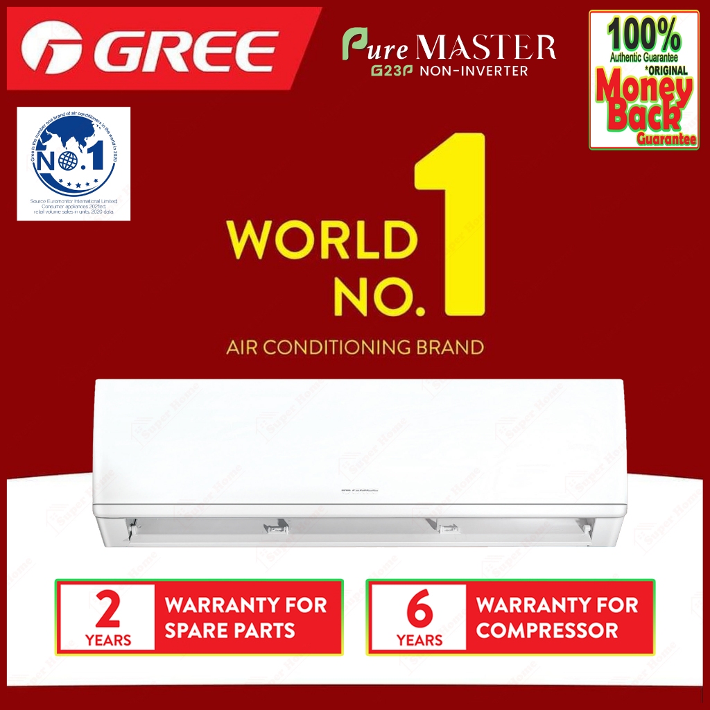 Gree R32 Non Inverter Air Conditioner 1.0hp - 2.5hp Pure Master Non ...