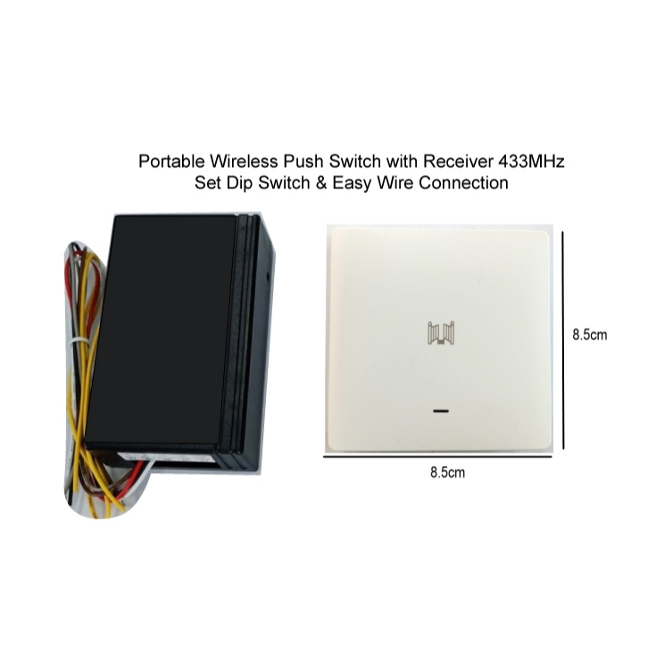 Wireless Push Button switch with Portable Receiver 433MHz set Easy fixed Easy Get for Autogate ...