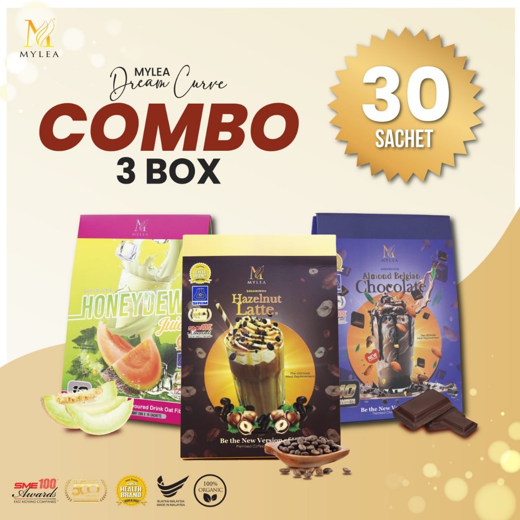 Mylea Dream Curve Combo 3 Box Choco, Hazelnut Latte & Honeydew meal (10Sachet 1Box) | Shopee ...