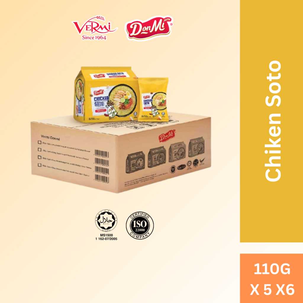 (1 Carton) Donmi Instant Vermicelli Chicken Soto Flavour 110 g x 5 pkt ...