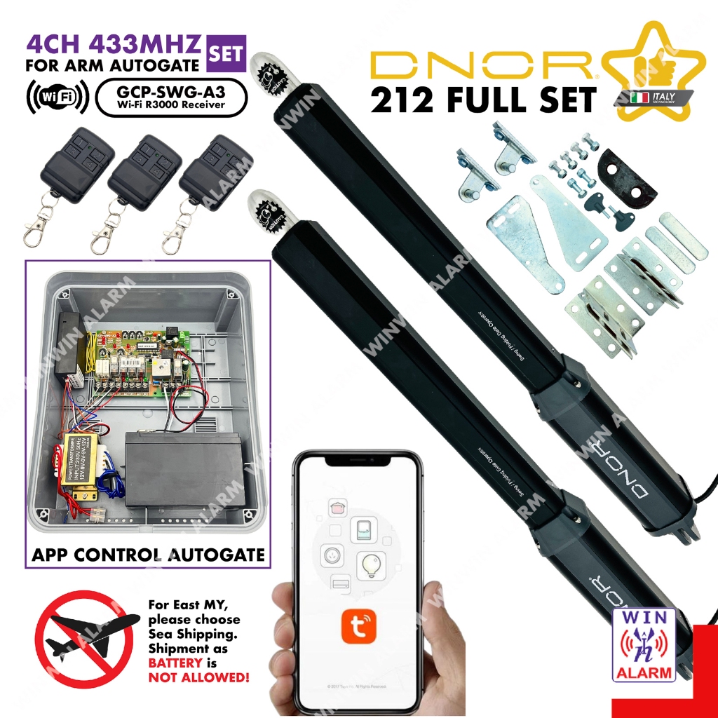 WIFI DNOR 212 ( 4CH 433MHZ A3 ) ( FULL SET ) Swing folding arm autogate ...