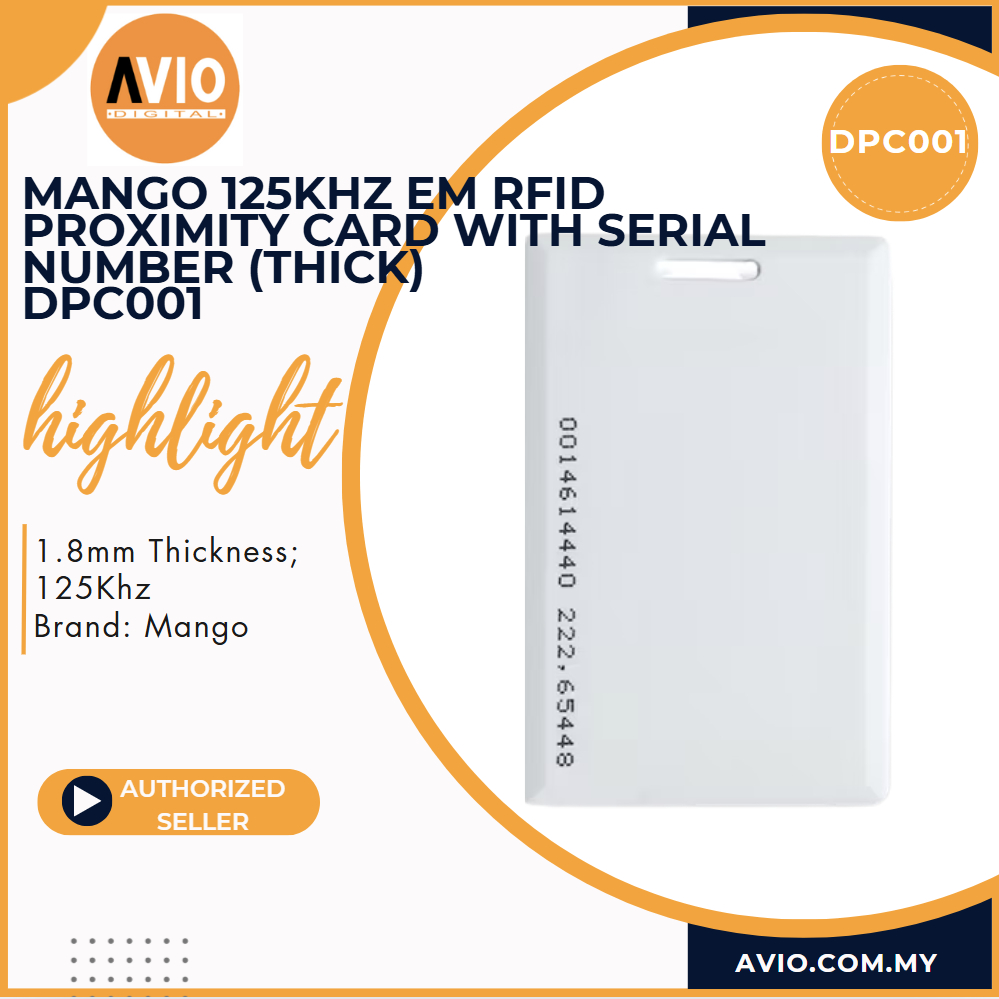 MANGO Thick RFID ID EM Card with Hole Different Numbering Door Access ...