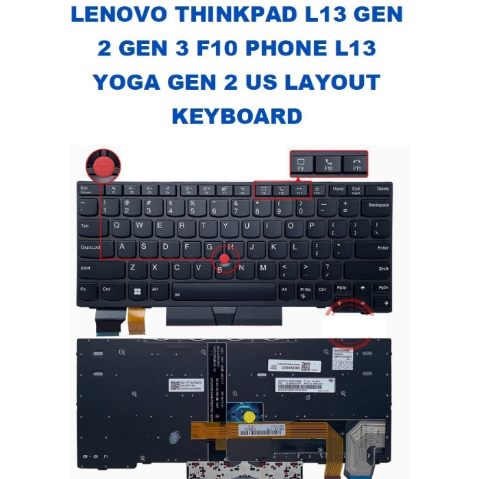 LENOVO THINKPAD L13 GEN 2 GEN 3 L13 YOGA GEN 2 F10 PHONE US LAYOUT ...