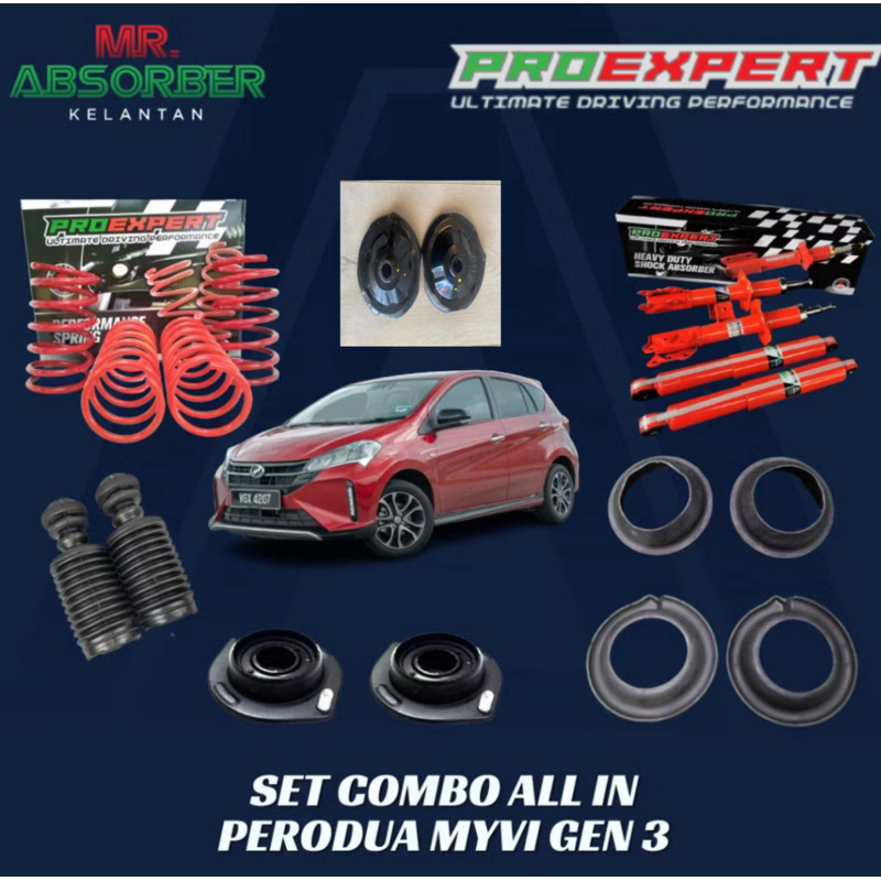 Set combo adjustable ke set absorber Perodua Myvi new 2018-2025 ...