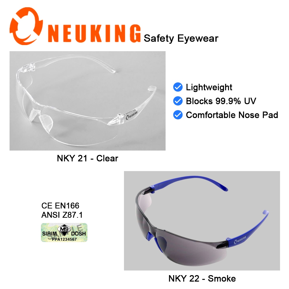 Neuking DOSH SIRIM Clear / Smoke Lens Impact Safety Glasses Eyewear ...