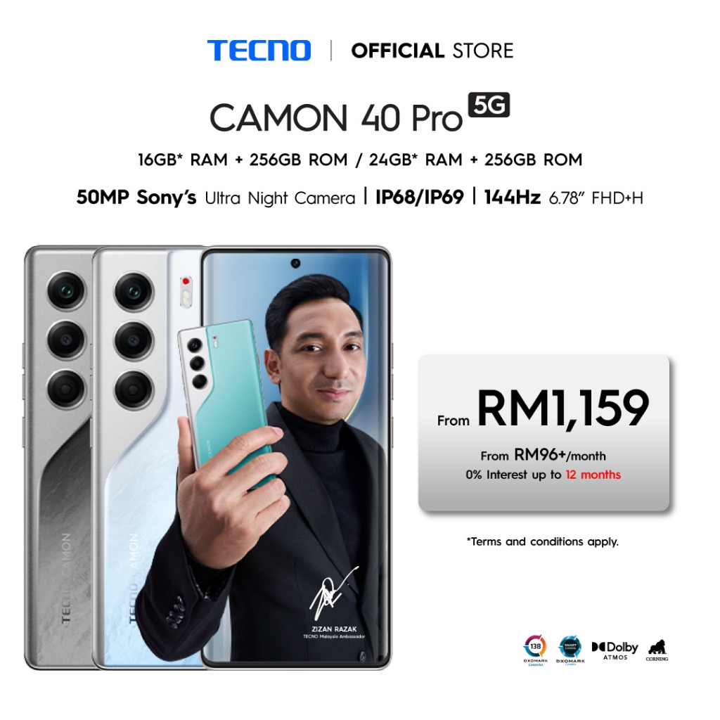 TECNO CAMON 40 Pro 5G Smartphone (16GB* | 24GB*RAM + 256GB ROM) Sony ...