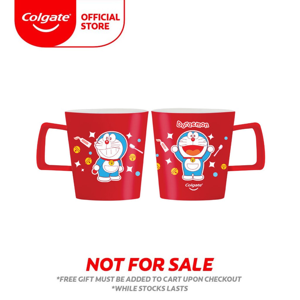 (GWP - Not For Sale) Set of 3 Colgate Doraemon Mugs (Red+Blue+Yellow ...