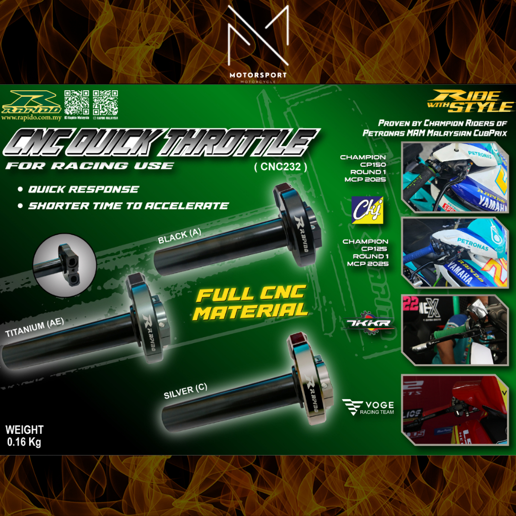 RAPIDO CNC Quick Throttle Respond Fast Racing Throttle Y15 Lc135 VOGE ...