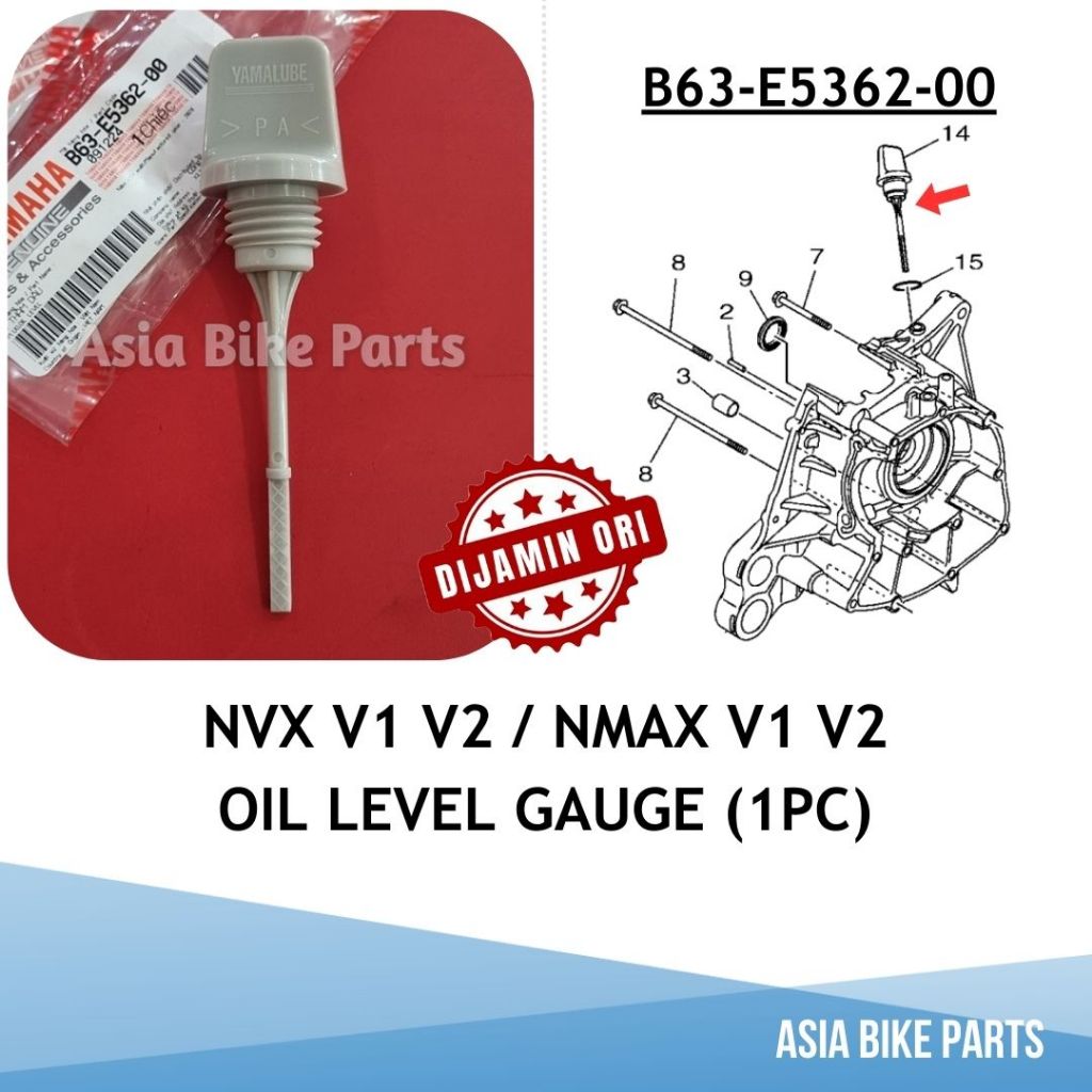 Yamaha Original NVX V1 V2 / NMAX V1 V2 Oil Level Gauge / Pembaris Minyak Hitam - B63-E5362-00 ...