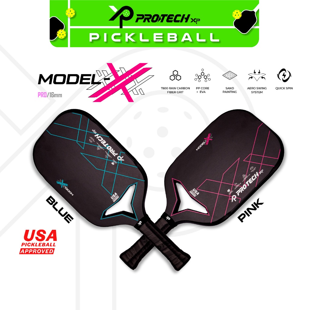 Protech XP Pickleball Paddle - Model X PRO SERIES USA PICKLEBALL APPROVED (T800 Raw Carbon Fibre ...