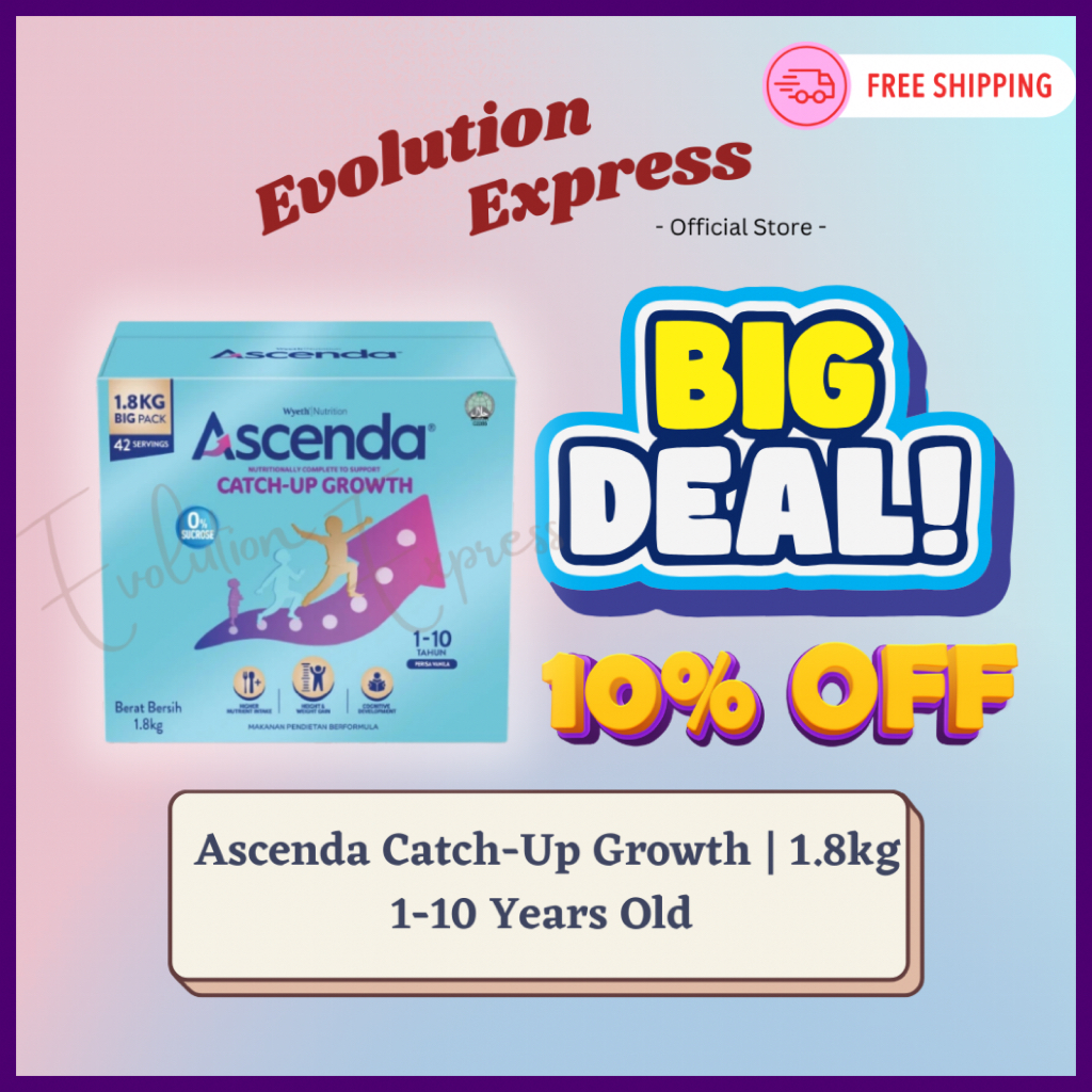 ASCENDA 600g x 3 / 1.8kg Catch-Up Growth Formula Milk (New Look, Better Taste^) Exp 03/2027 ...
