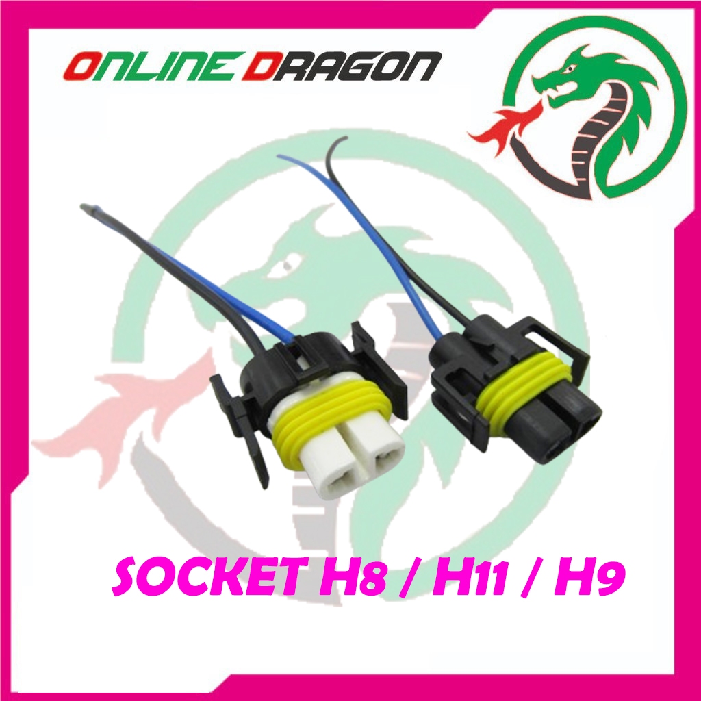 H8 H9 H11 PLASTIC / CERAMIC SOCKET PLUG WIRE WIRING CABLE ADAPTER ...