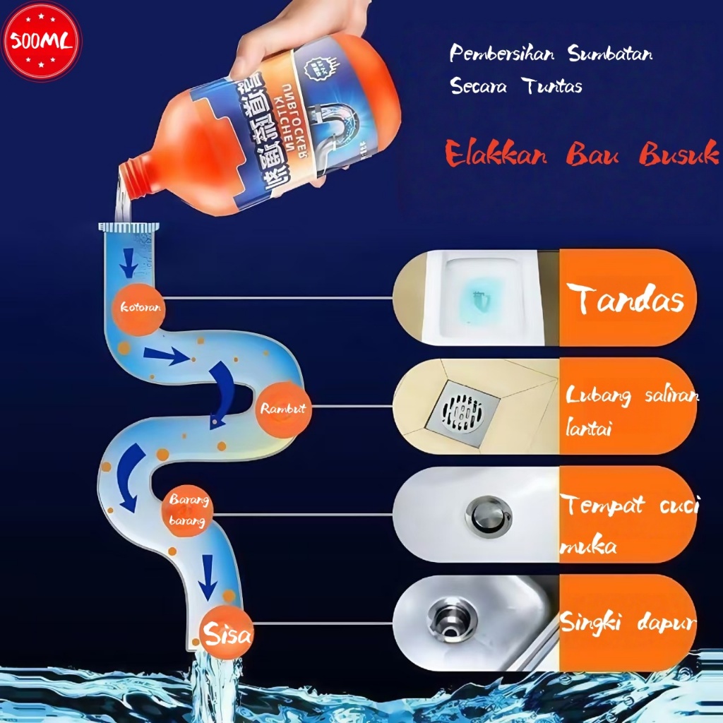 Pencair Penyumbat Paip Super Kuat Khusus untuk Tandas Sinki Tersumbat ...