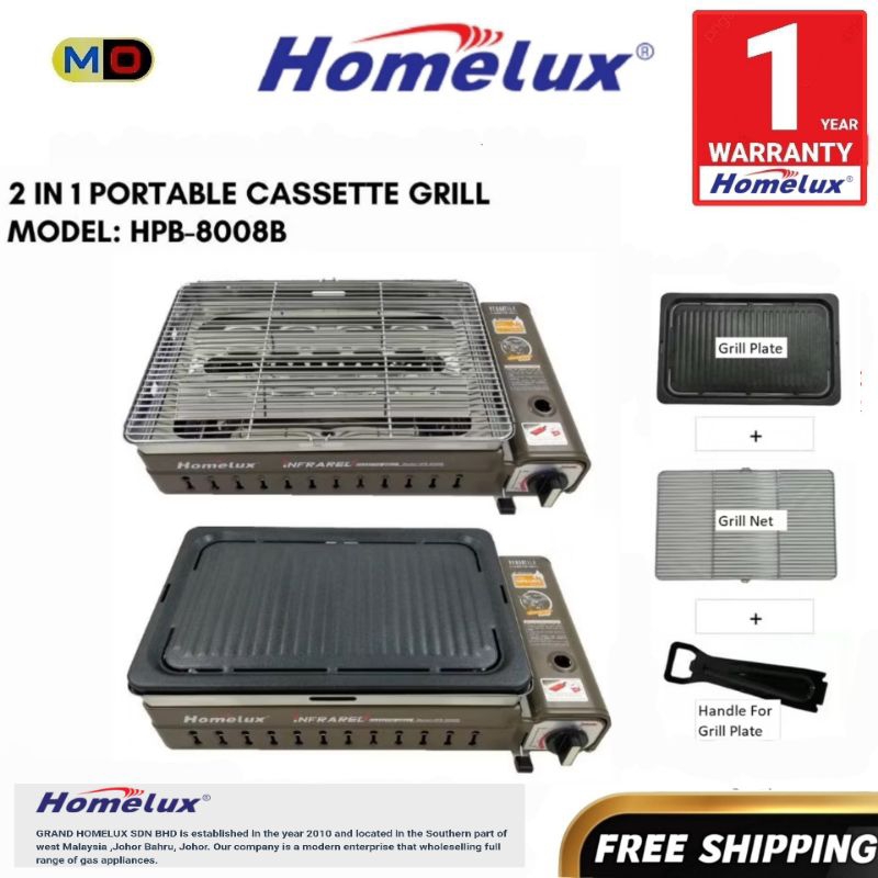 Homelux Portable BBQ Stove 2-in-1 Cassette Grill with Grill Pan ...