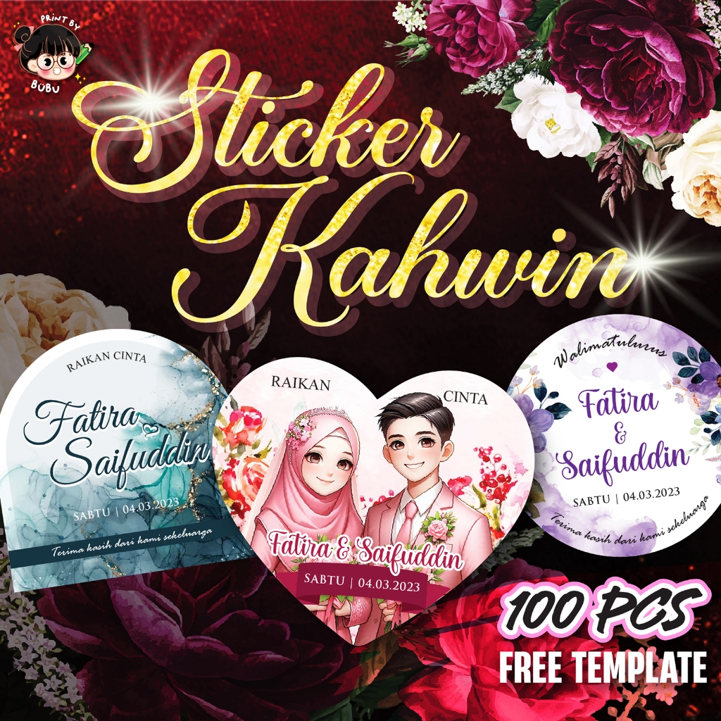 💝 STICKER KAHWIN 100PCS | MAJLIS | DOORGIFT | WEDDING | GOODIES 💝 READY ...