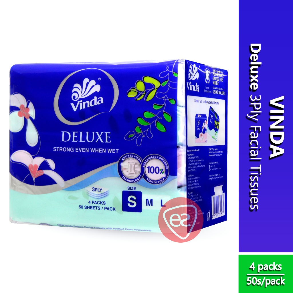 Vinda Deluxe Facial Tissues With Knitted Fiber Technology Small Size 3 ...