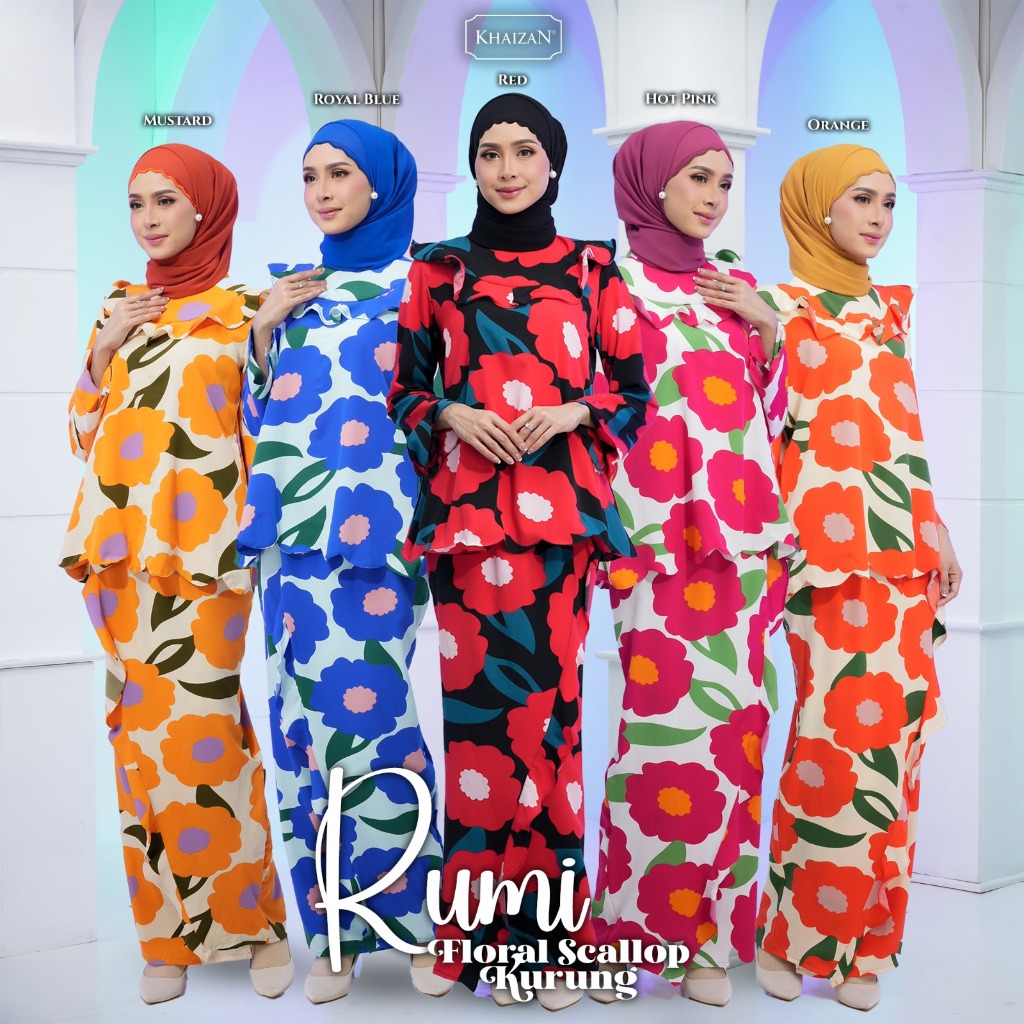KHAIZAN | RUMI Floral Scallop Kurung | Stretch Cotton Spanish | Less ...