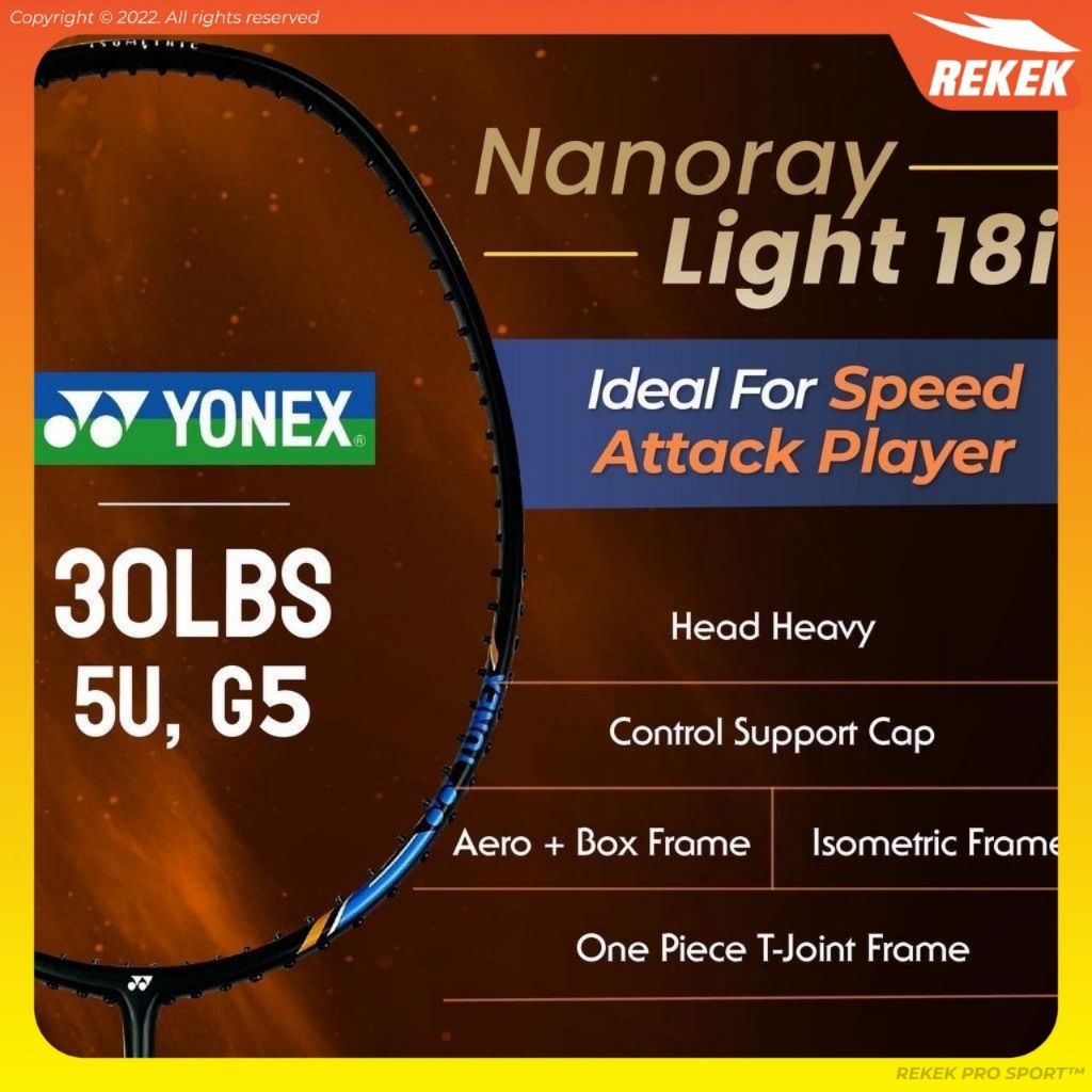 YONEX Nanoray 18i Badminton Racket Original Raket Badminton Original ...
