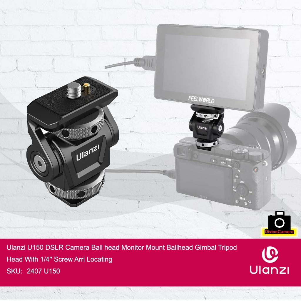 Ulanzi U150 DSLR Camera Ball head Monitor Mount Ballhead Gimbal Tripod ...