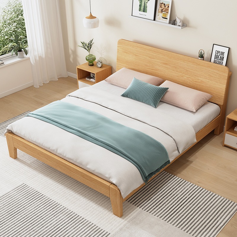 SEVENWOOD Solid Wood Bed Frame Queen With HeadBoard Katil Kayu Rangka ...
