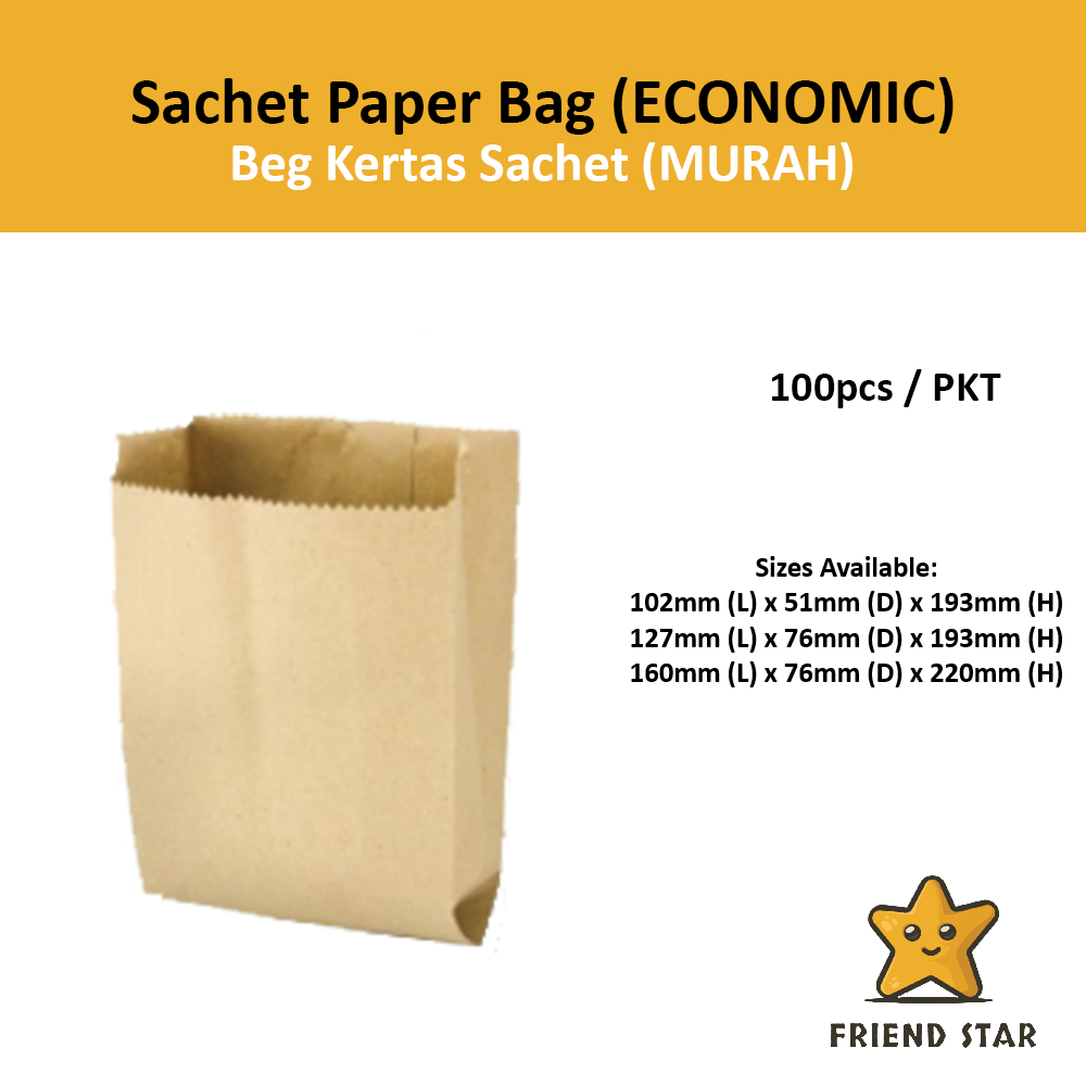 Beg Kertas (100pcs±) BEST PRICE Paper Bag 4s 5s 6s / Sachet Paper Bag ...