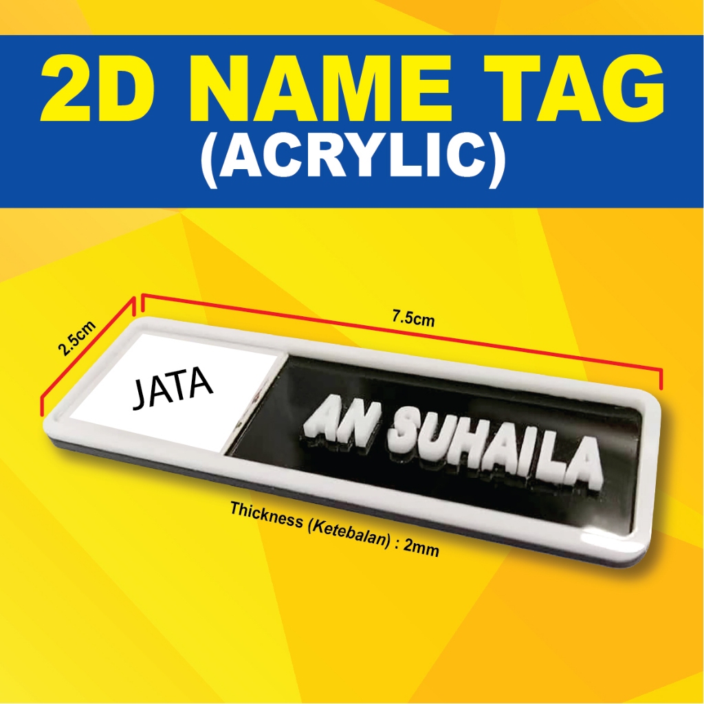 2D NAME TAG PENJAWAT AWAM + JATA WITH PIN / MAGNET / PVC MAGNET ...