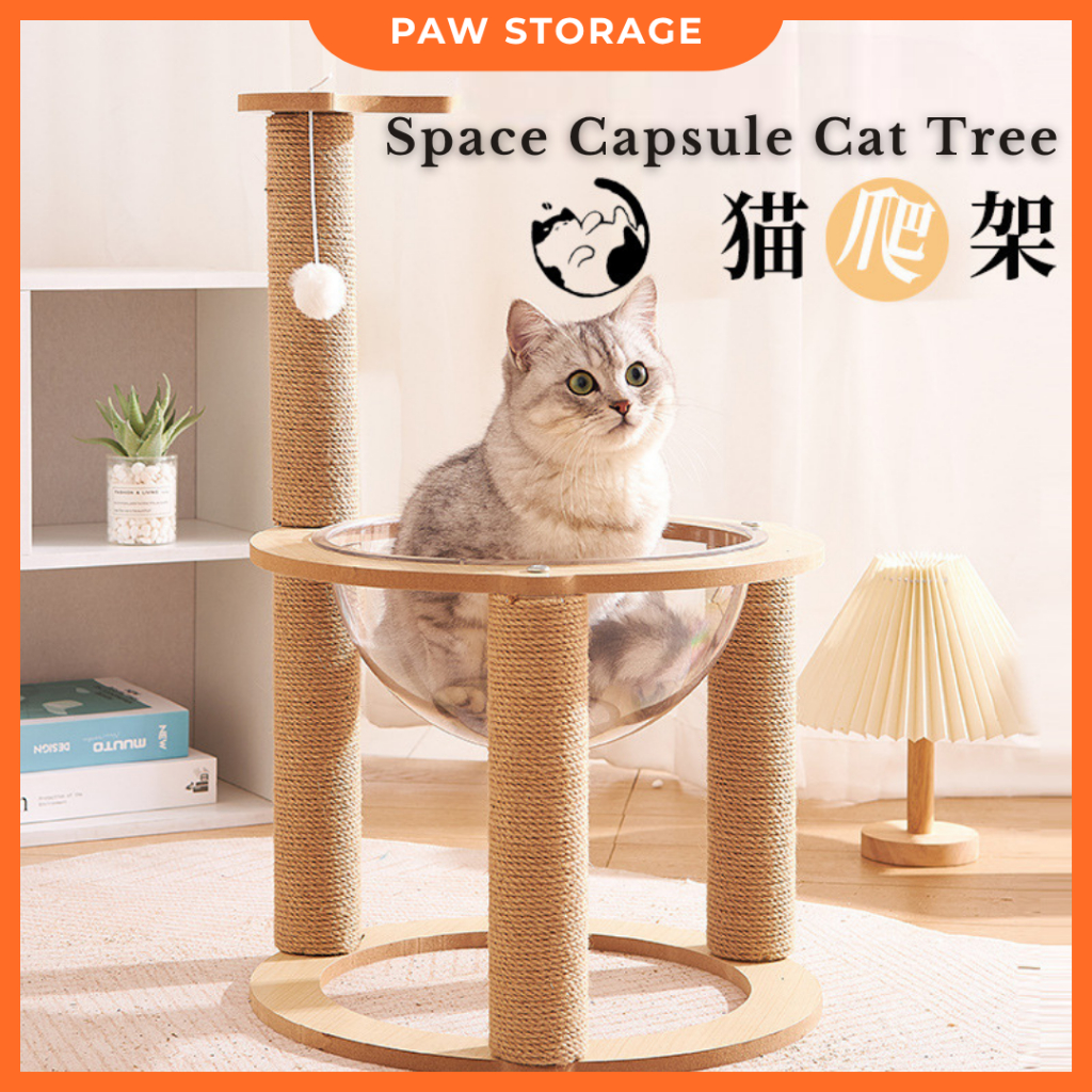 PAW STORAGE🐾【Space Capsule Cat Tree】Stable Sisal Cat Climbing Frame Cat ...
