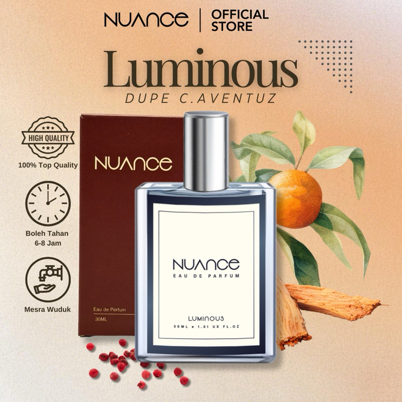 Nuance Lelaki Parfum - LUMINOUS 30ml Bau Sitrus berkayu untuk matang maskulin bau kacak lelaki ...
